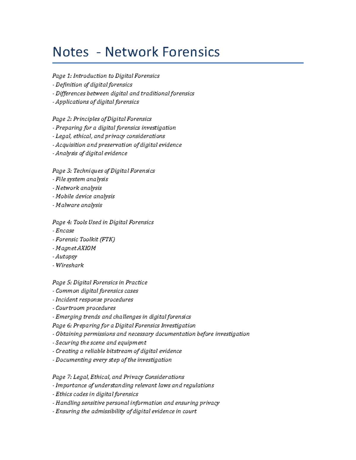 Lecture Notes Network Forensics Notes Network Forensics Page 1 Introduction To Digital