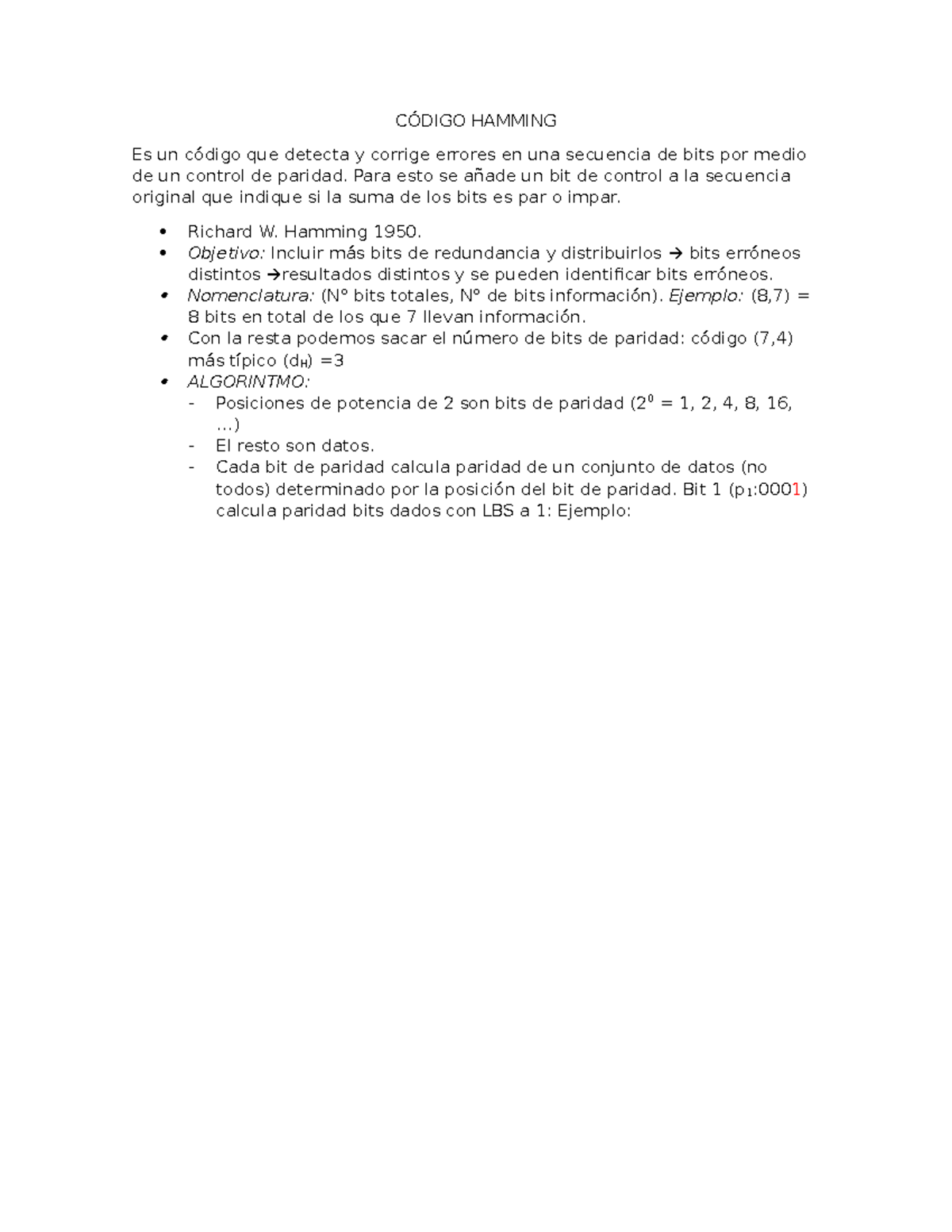Código Hamming - CÓDIGO HAMMING Es un código que detecta y corrige ...