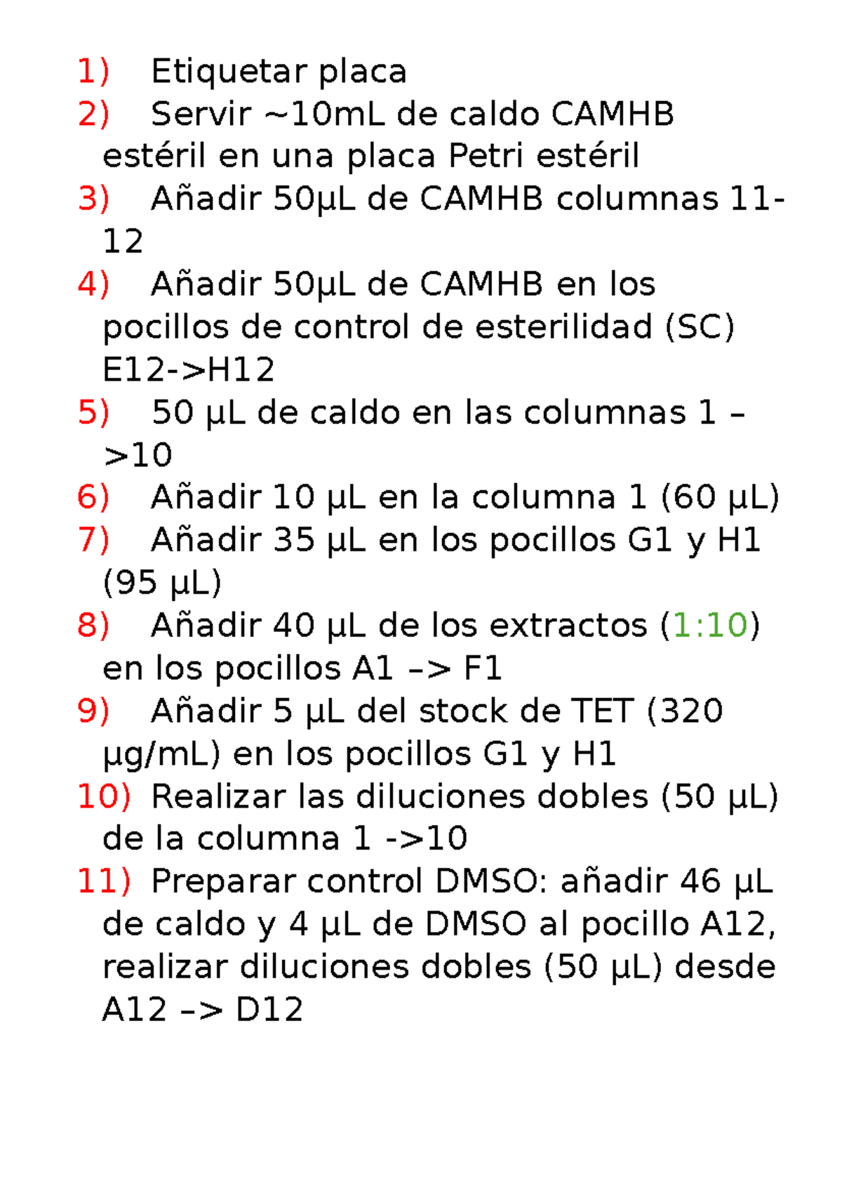 Microdilution Protocol - Etiquetar placa Servir ~10mL de caldo CAMHB ...