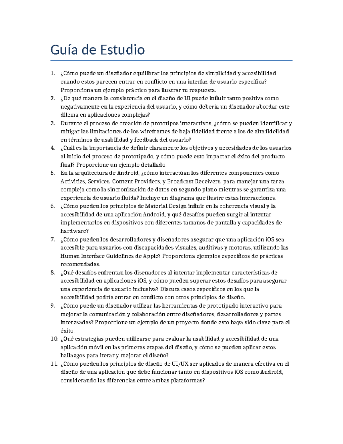 Guia de Estudio Examen 1 - Guía de Estudio 1. ¿Cómo puede un diseñador equilibrar los principios ...