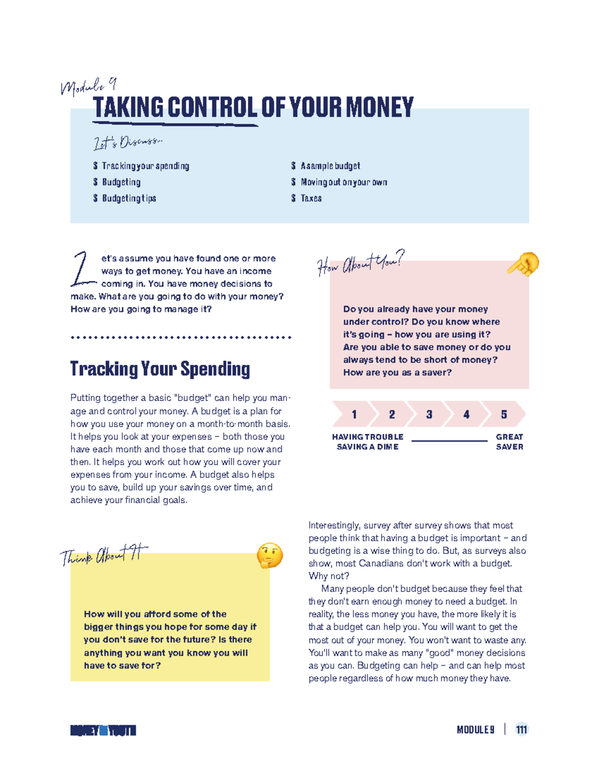 Money and Youth 2021 Module 9 - TAKING CONTROL OF YOUR MONEY $Tracking ...