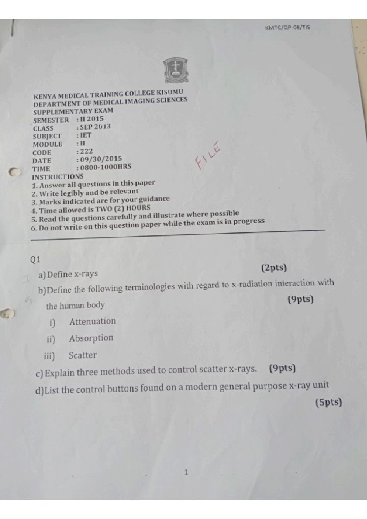IET II-1 - I need summary of iet notes - KENYA MEDICAL TRAINING COLLEGE ...