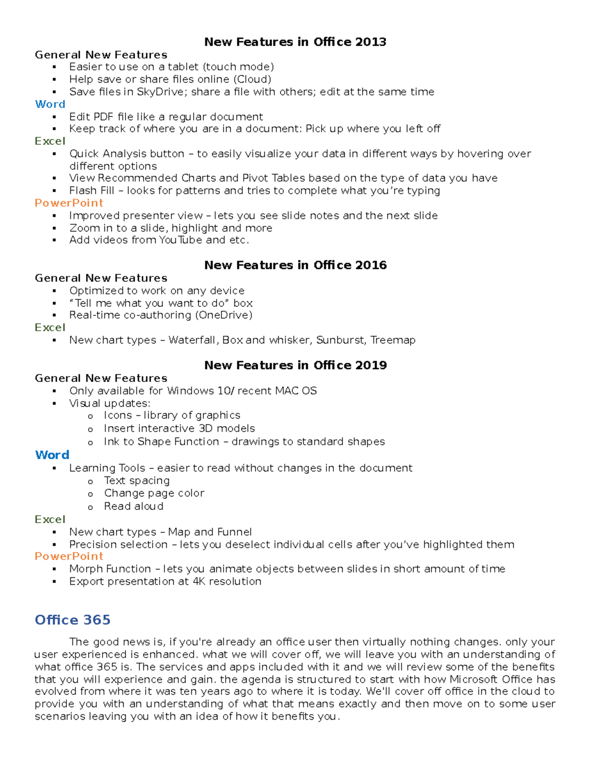 Ch02-Featuresand Office 365 - New Features in Office 2013 General New ...