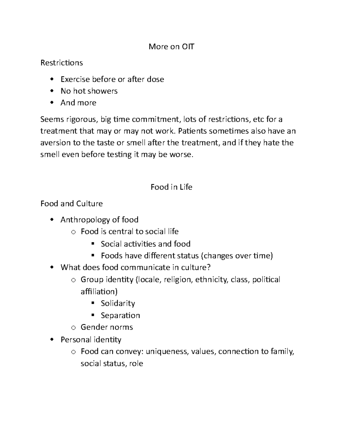 More on OIT - food allergies first year seminar notes - More on OIT ...
