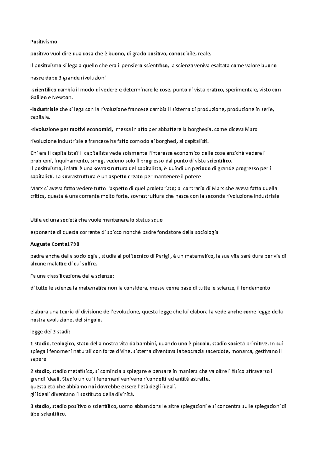 Positivismo - XKAXMKMXM - Italiano - Liceo Filippo Buonarroti - Studocu