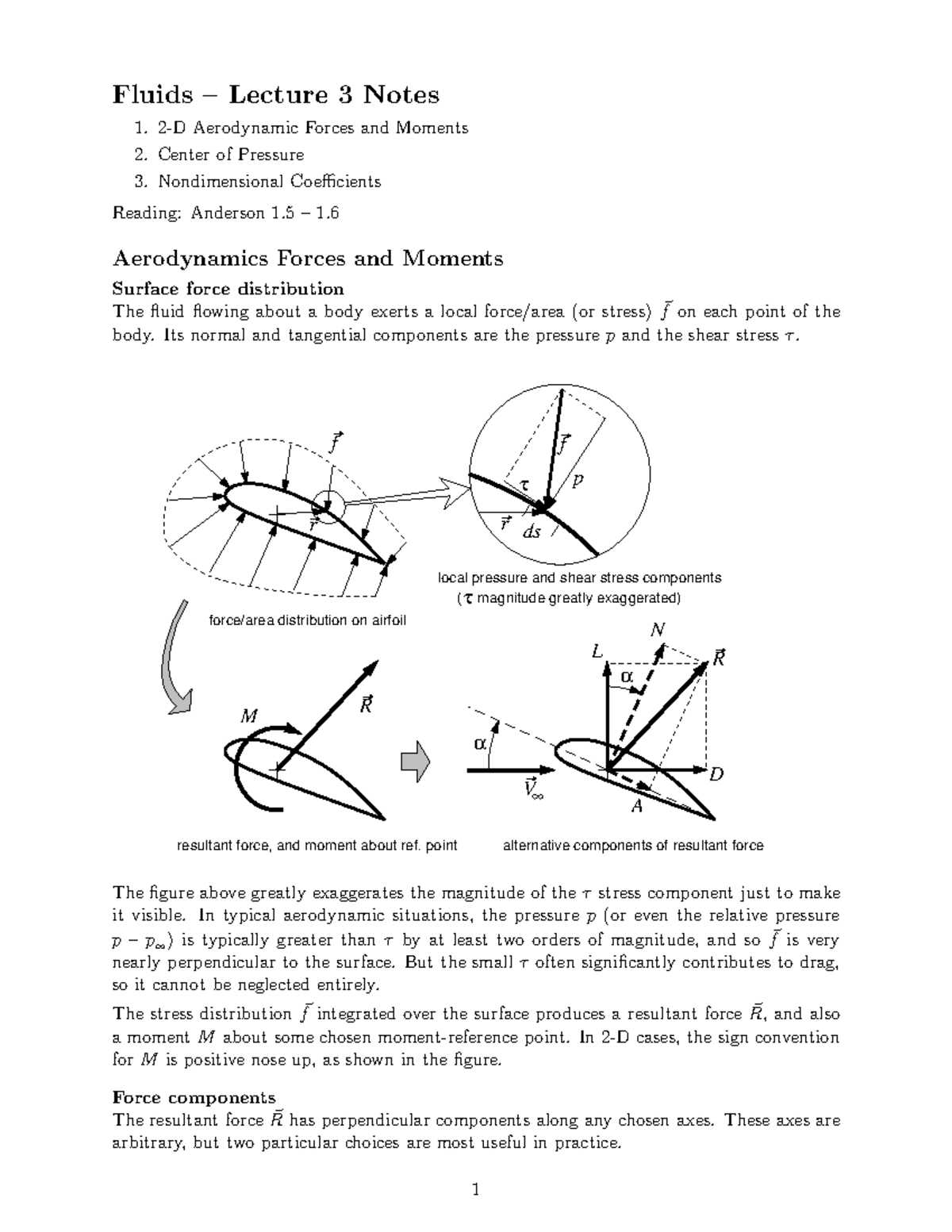 Aero - Fluids – Lecture 3 Notes 2-D Aerodynamic Forces and Moments ...