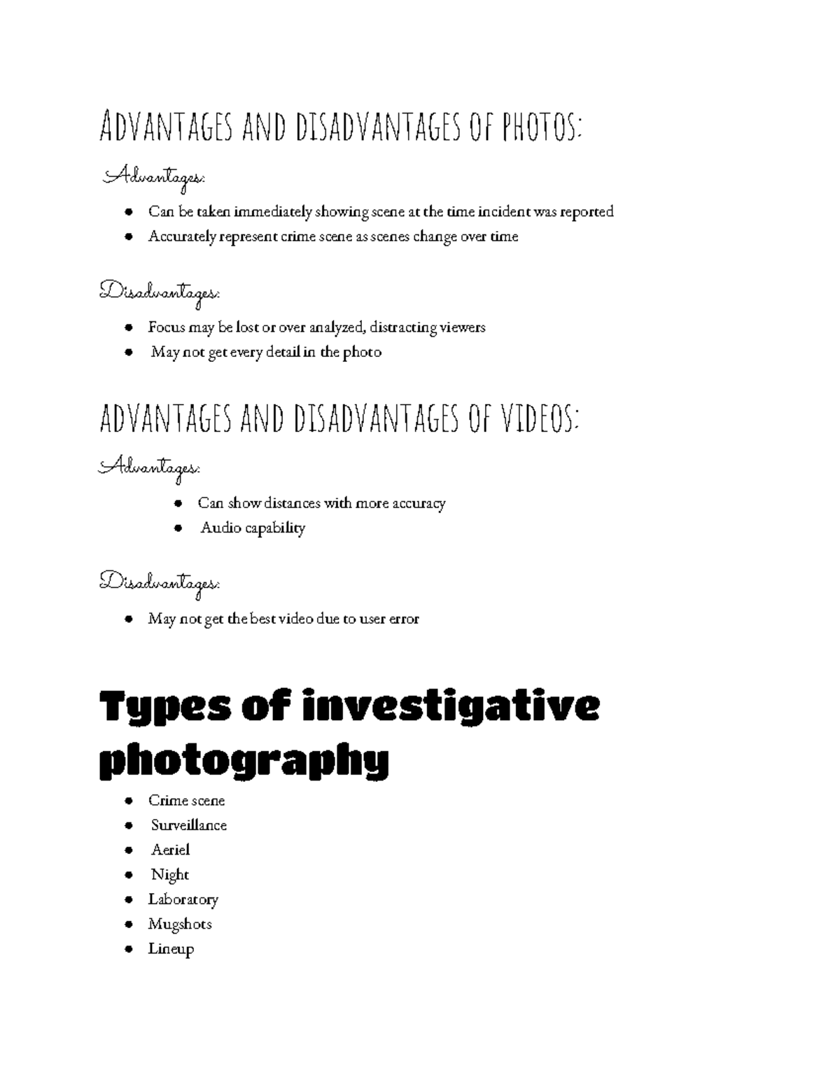 Investigative Photography - Advantages and disadvantages of photos ...