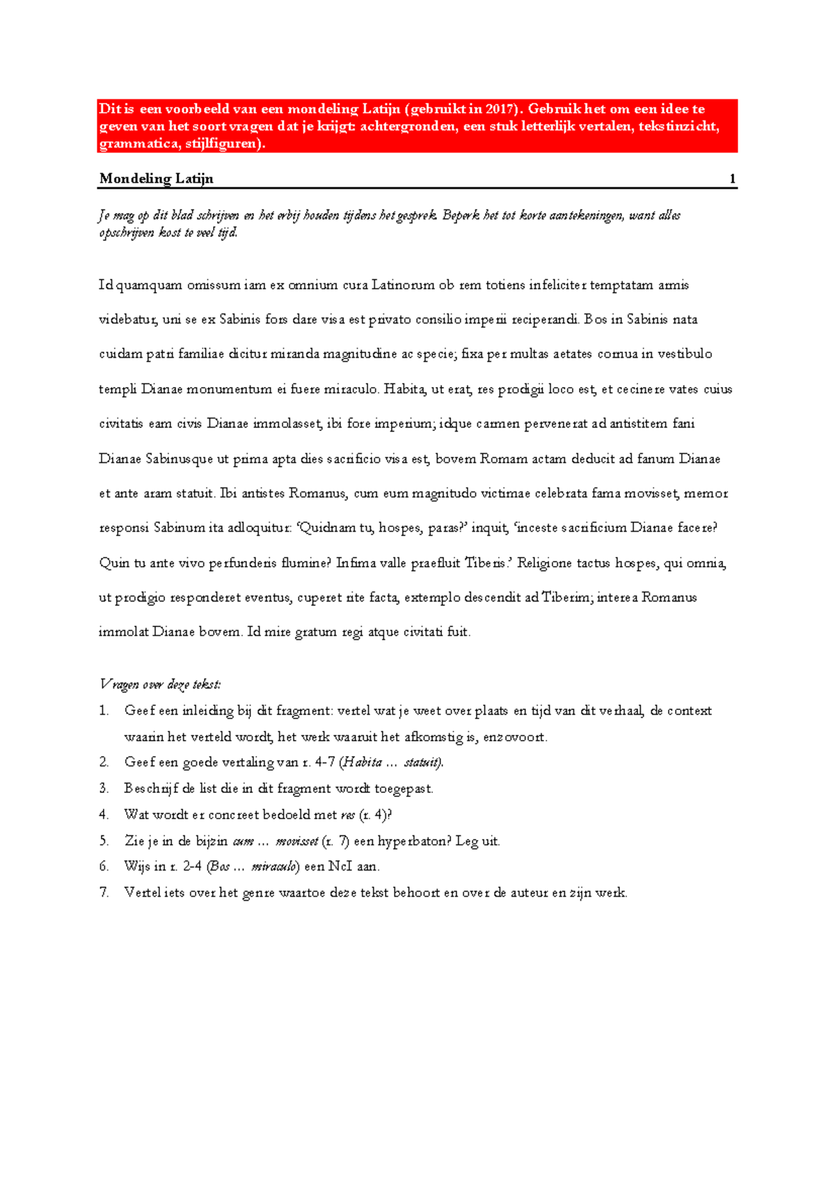 Mondeling Voorbeeld - Dit is een voorbeeld van een mondeling Latijn ...