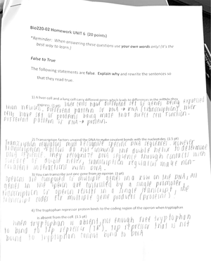 Unit 4 Hw - Homework - BIO 220 - Studocu