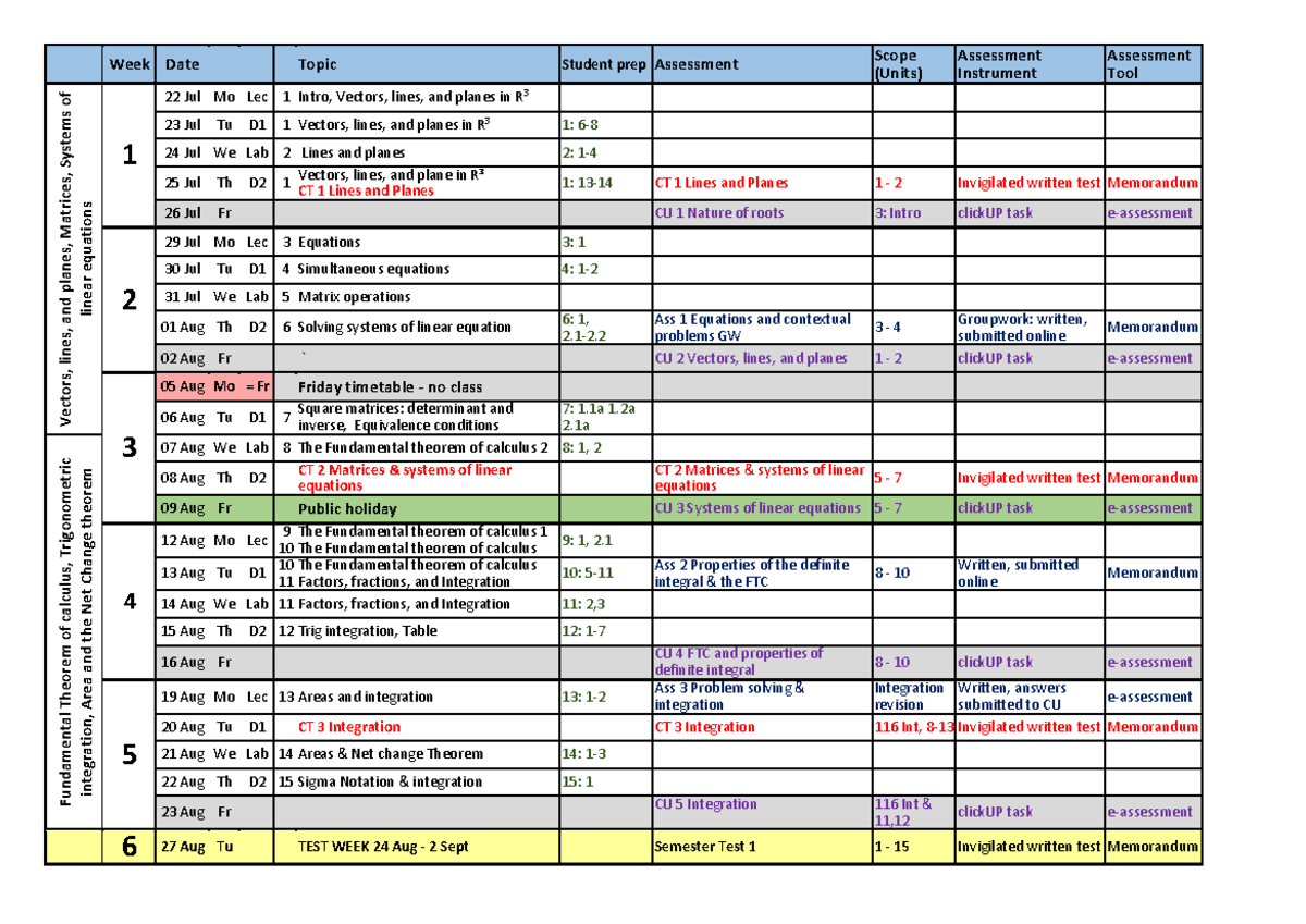 Module Structure & Assessment Schedule 2024 - Week Date Topic Student ...