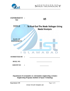 Lab-05 kcl and kvl - Lab Manuals - EXPERIMENT NO : 05 TITLE : Verification of Kirchhoff’s ...