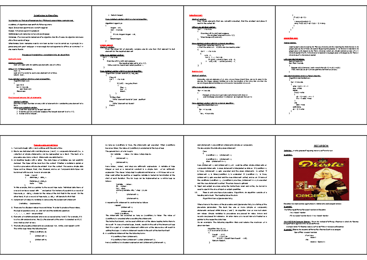 DAA-R20-UNIT-1 (1) (5 files merged) - Introduction to Algorithms An algorithm is a finite set of ...