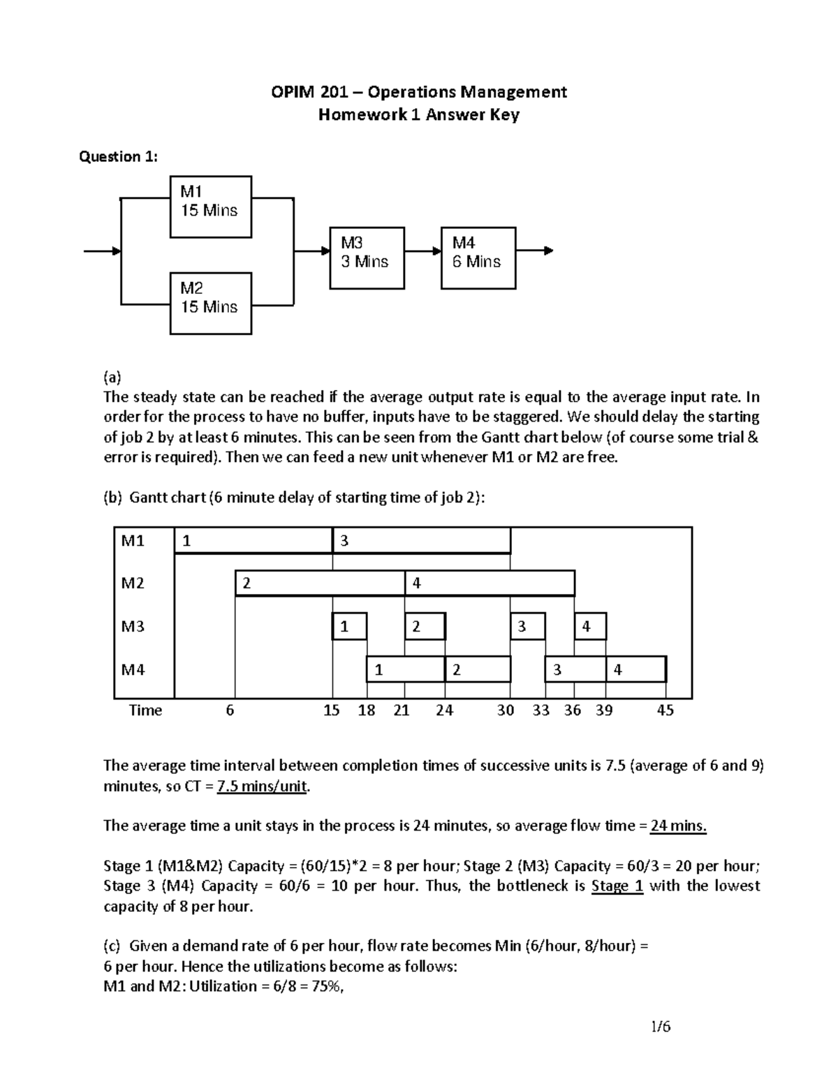 OPIM201 HW1 Key - practice - OPIM 2 01 – Operations Management Homework ...
