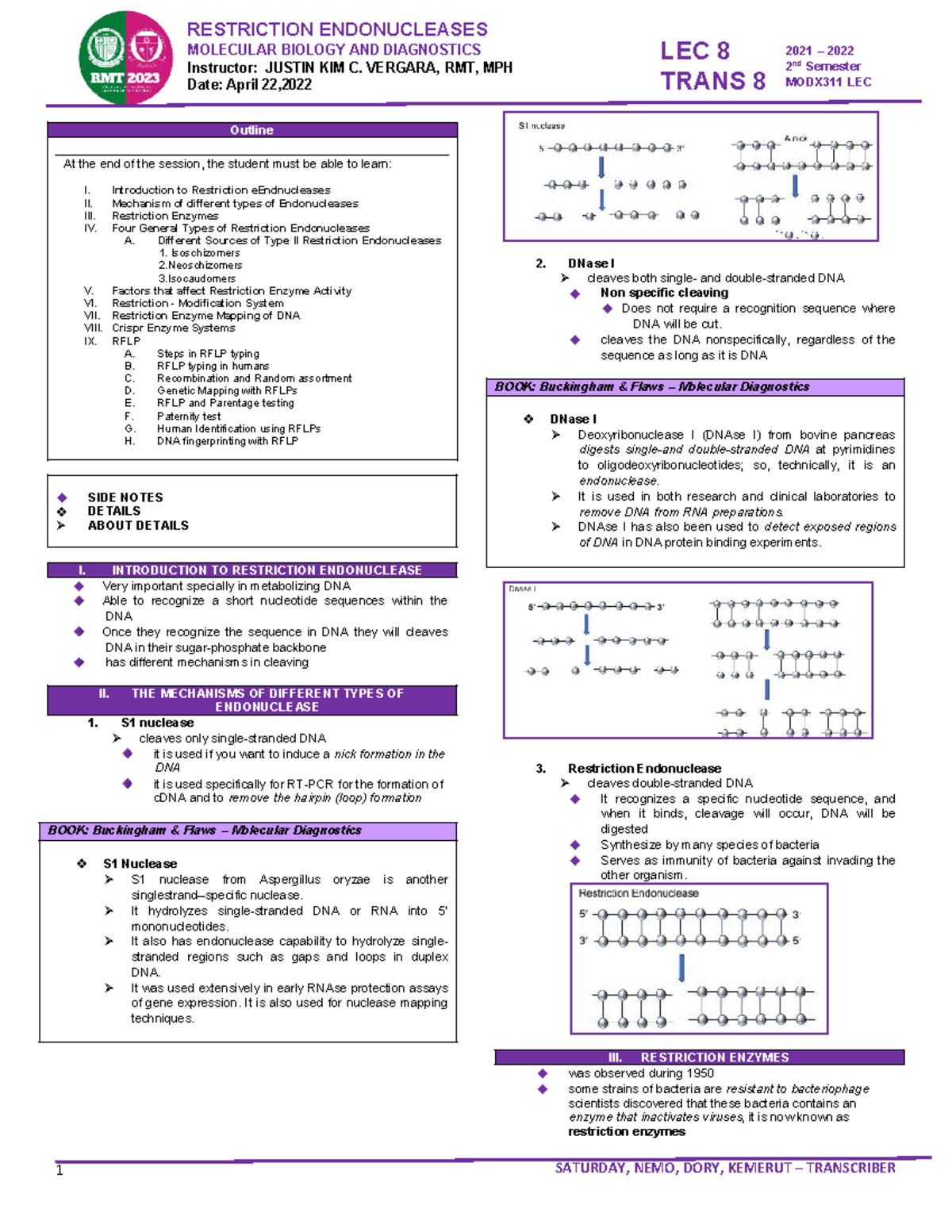 MODX LEC Trans 8 - Lecture notes. - SATURDAY, NEMO, DORY, KEMERUT ...