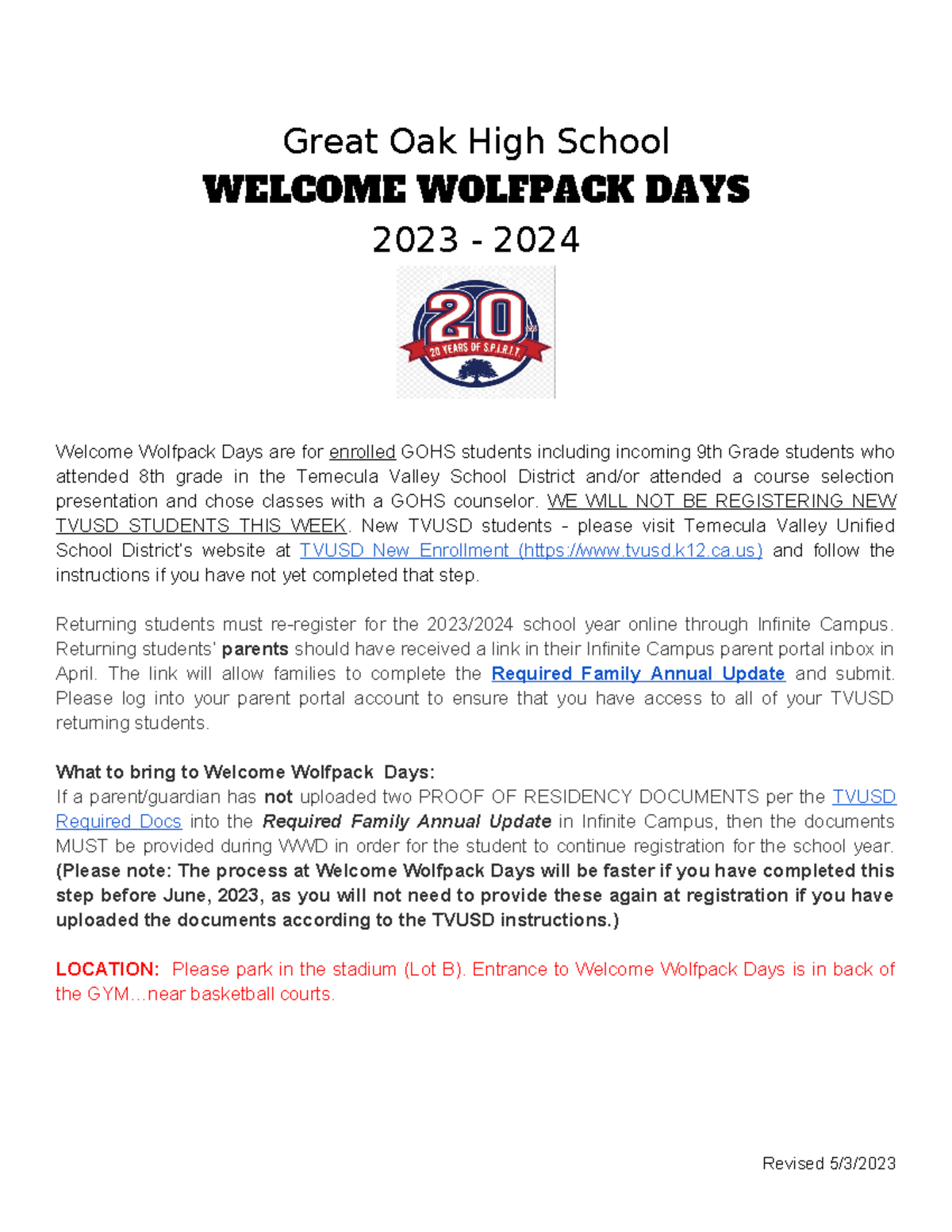 Wolfpack Welcome Days 2022-23 - Great Oak High School WELCOME WOLFPACK ...