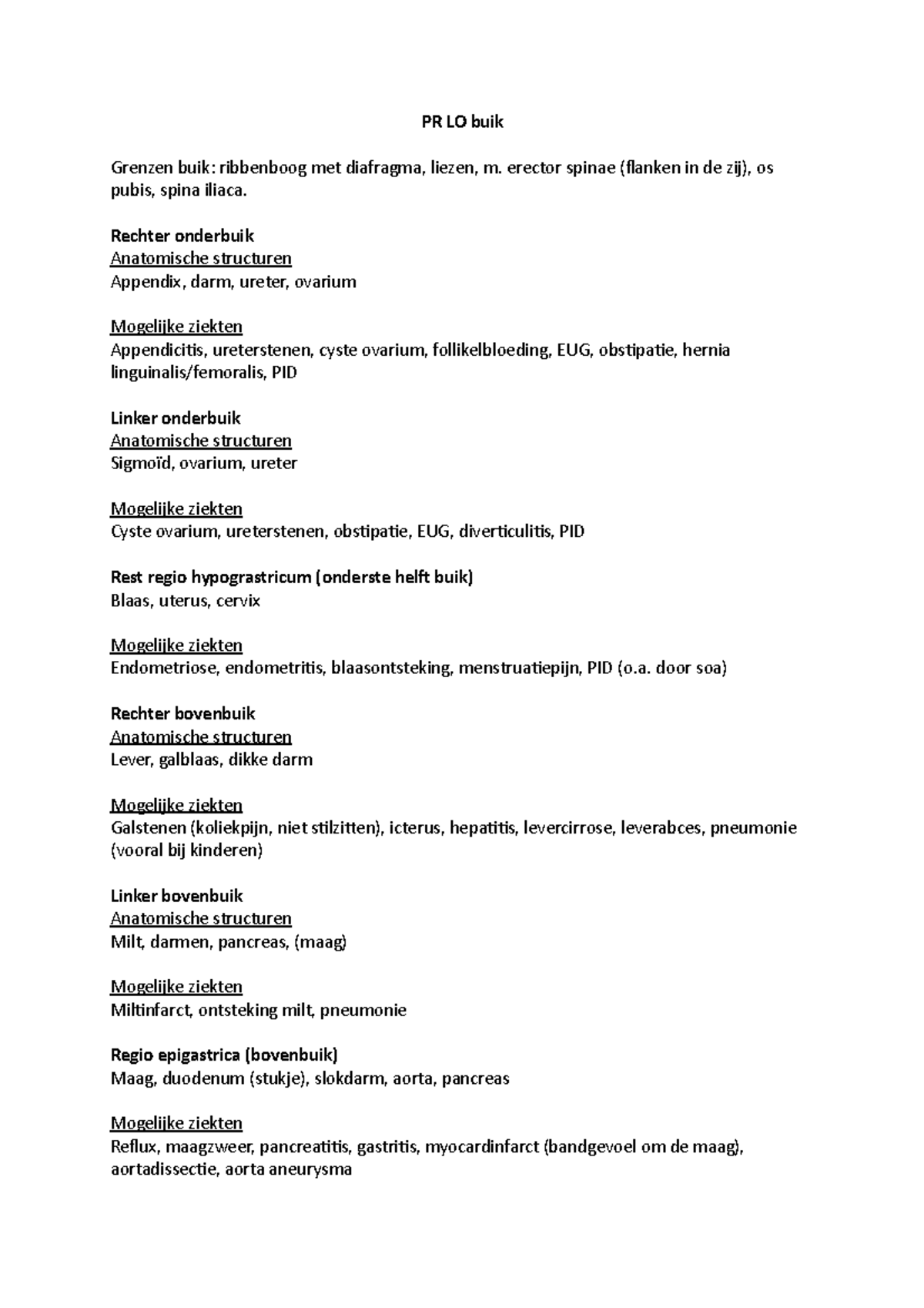 LO buik practicum - PR LO buik Grenzen buik: ribbenboog met diafragma ...