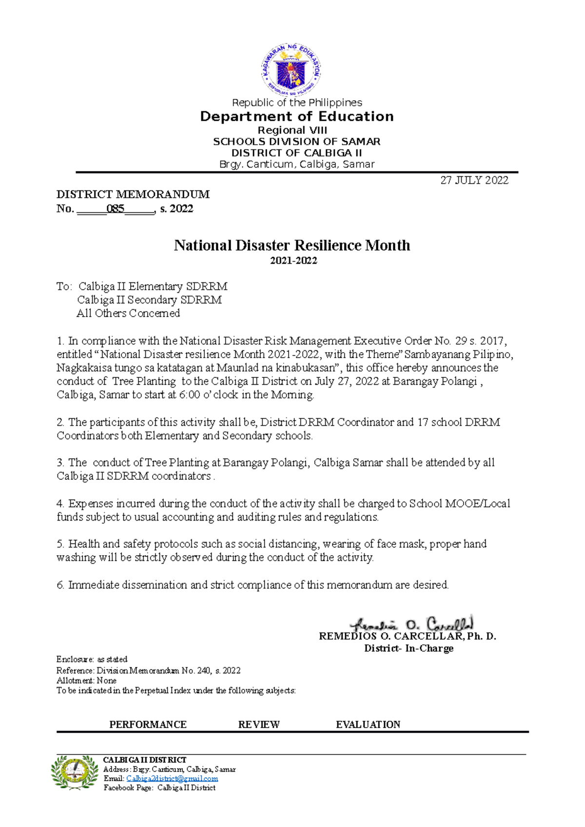 Tree-Planting-memo - None - Republic of the Philippines Department of ...