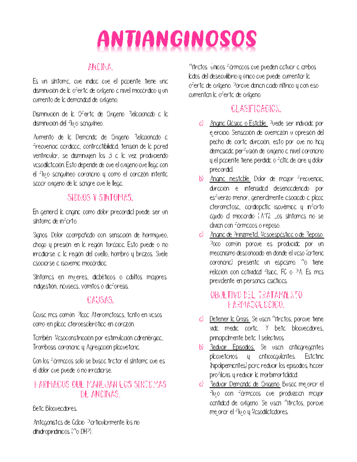 Farmacos Antianginosos - Es un síntoma, que indica que el paciente ...