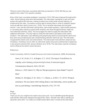 Discussion Thread Intake Interview Reflection - An intake interview is ...