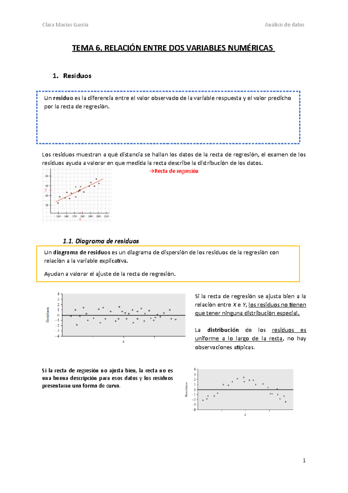 Tema 6. Relación entre dos variables numéricas - TEMA 6. RELACIÓN ENTRE ...