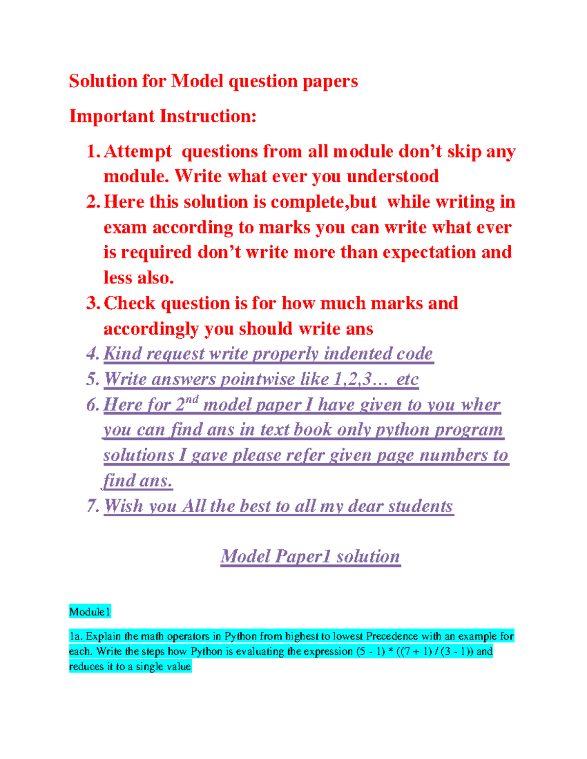 Model paper solution - solutons - Professional Writing Skills in ...
