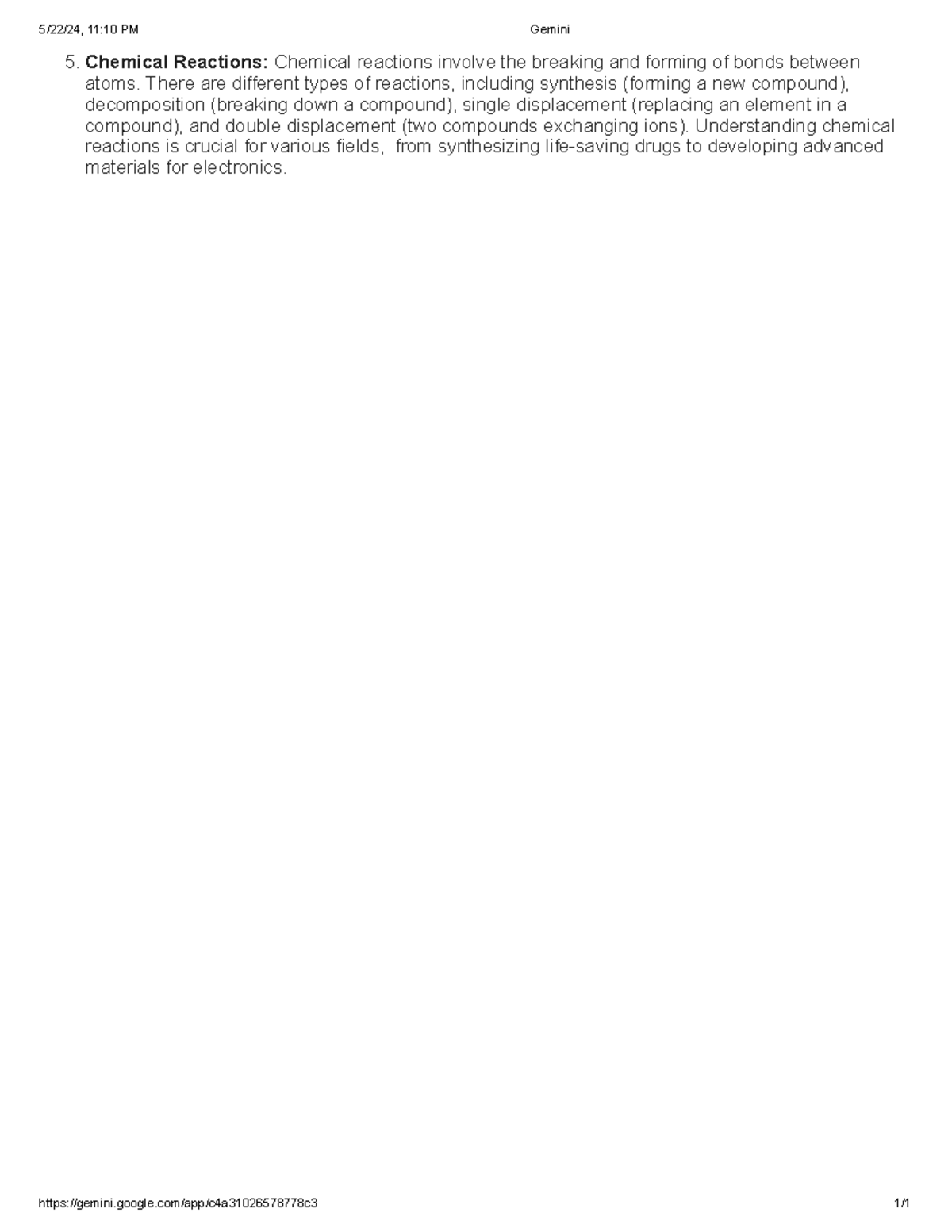 6 - Assignment 3 - Chemical Reactions: Chemical reactions involve the ...