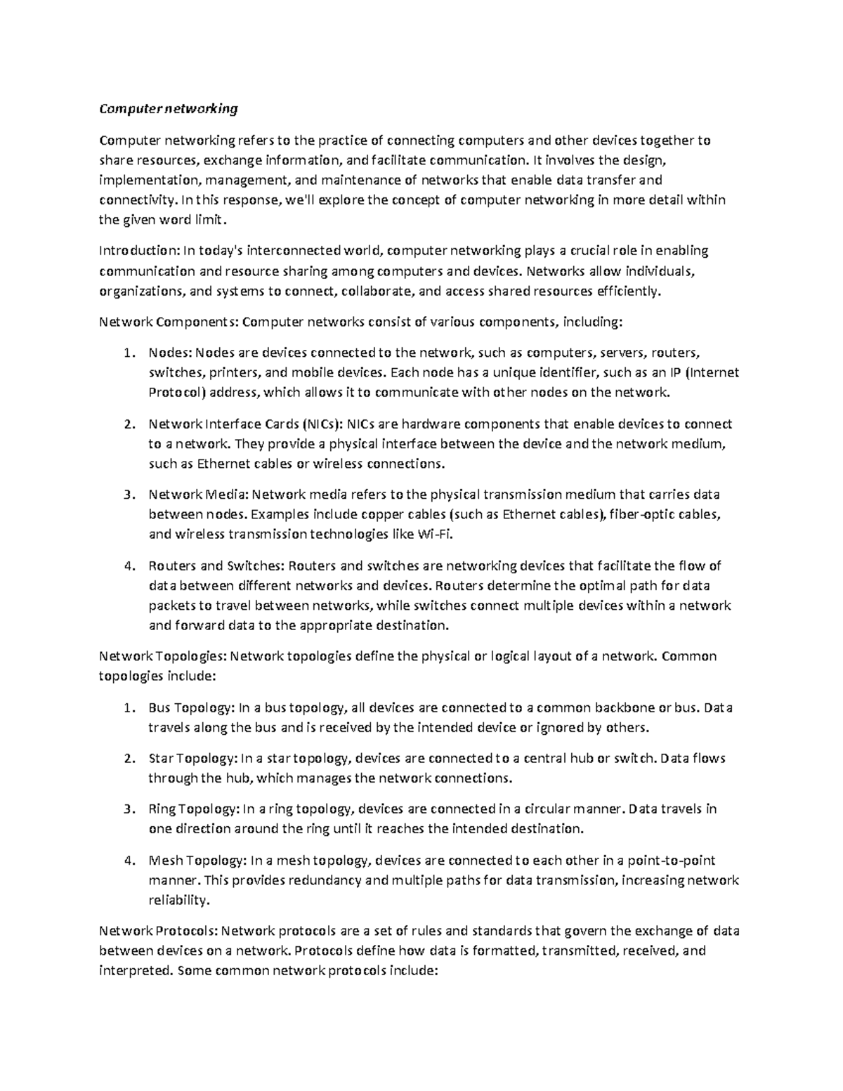 Computer Networking Computer Networking Computer Networking Refers To The Practice Of 7080