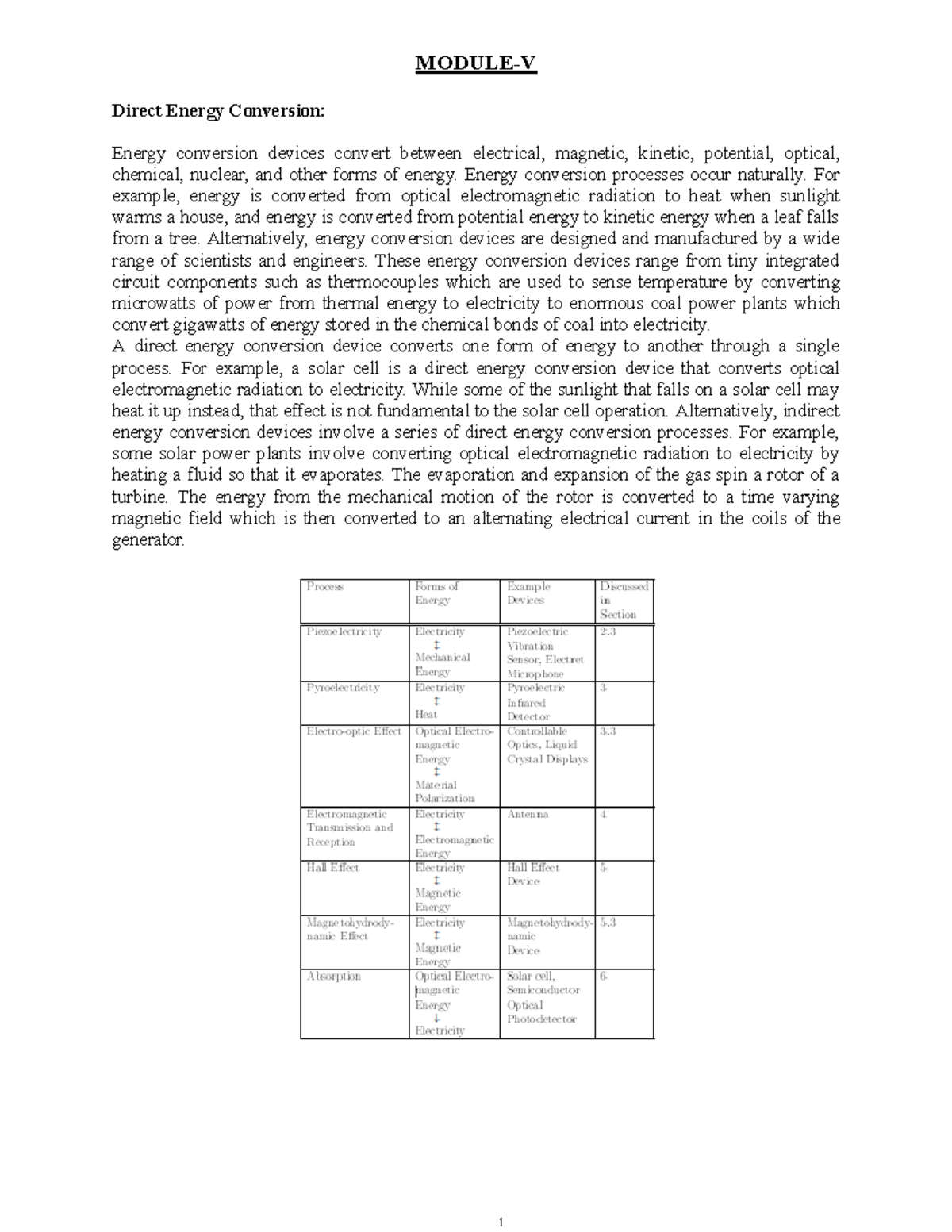 Unit 5 - Energy Conversion - 1 MODULE-V Direct Energy Conversion ...
