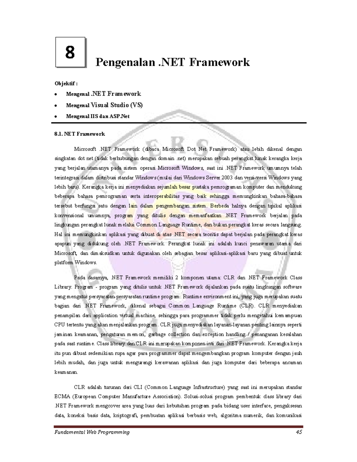 Pert 6 Pengenalan .NET Framework dan Bahasa Pemrograman C# - Pengenalan .NET Framework Objektif ...