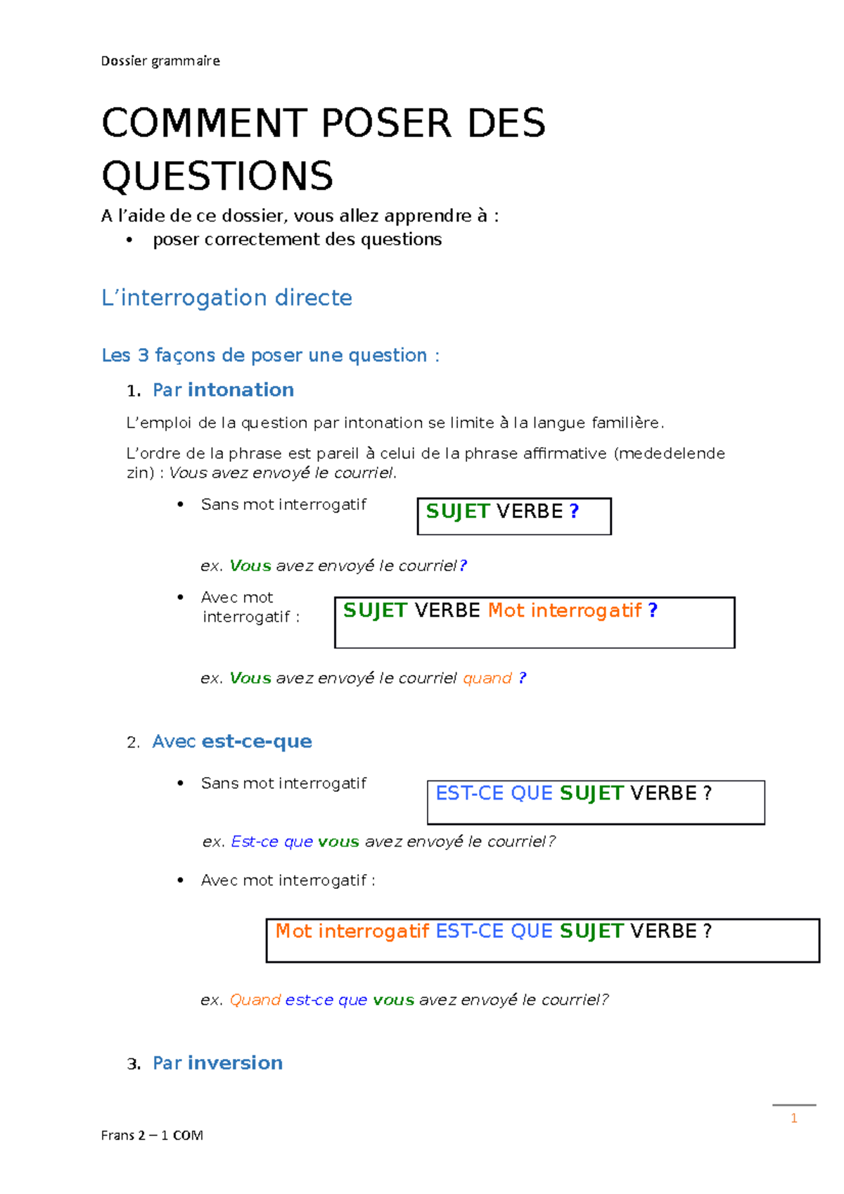Comment poser des questions 2020-21 - COMMENT POSER DES QUESTIONS A l ...