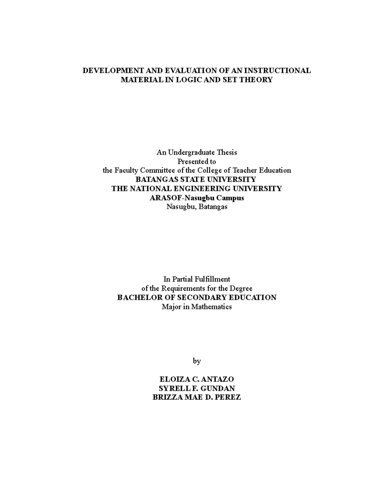 1ok Development and Evaluation of Instructional Module in Logic and Set ...