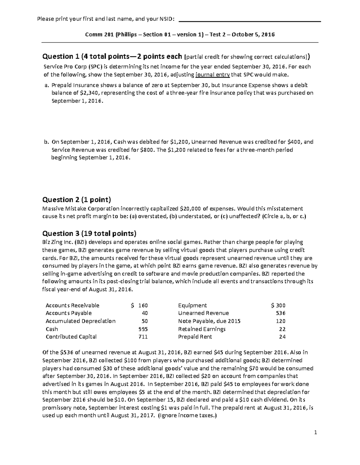 Exam October 2016 Questions Warning Tt Undefined Function 22 Question 1 4 Total Points—2
