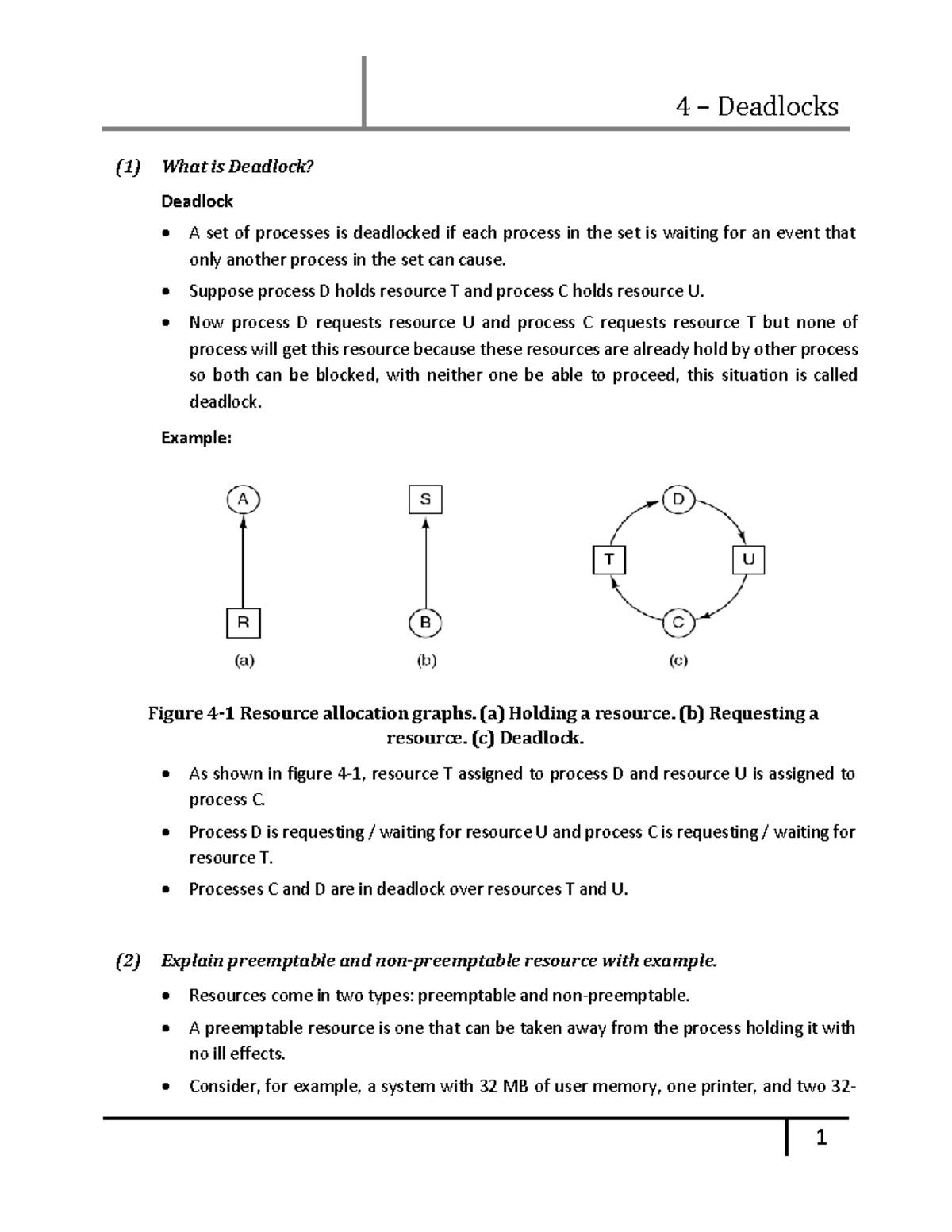 Deadlocks - Operating System (OS) is a software program that manages ...