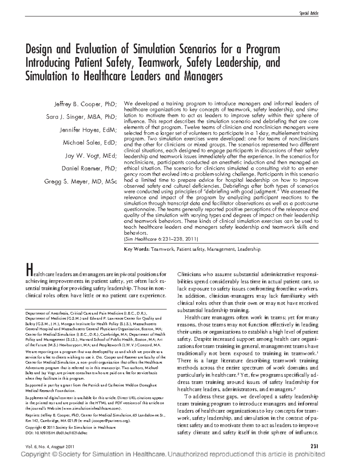 Design and Evaluation of Simulation Scenarios for a Program Introducing ...