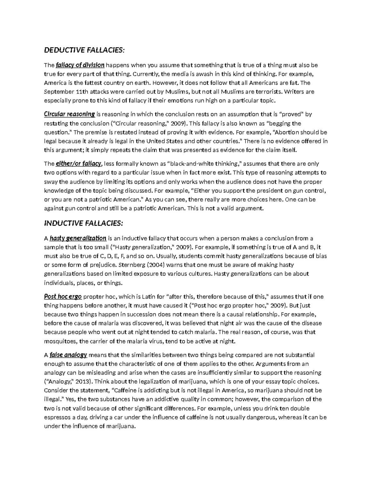 Deductive Fallacies - DEDUCTIVE FALLACIES: The fallacy of division ...