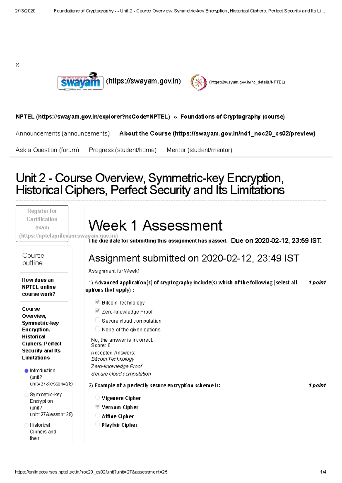 Foundations Of Cryptography Unit 2 Course Overview Symmetric Key Encryption Historical
