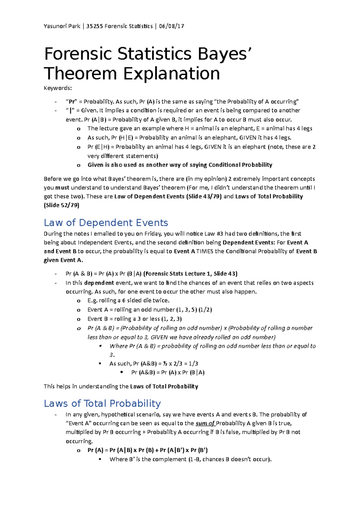 Forensic Statistics Bayes rough guide - Forensic Statistics Bayes ...