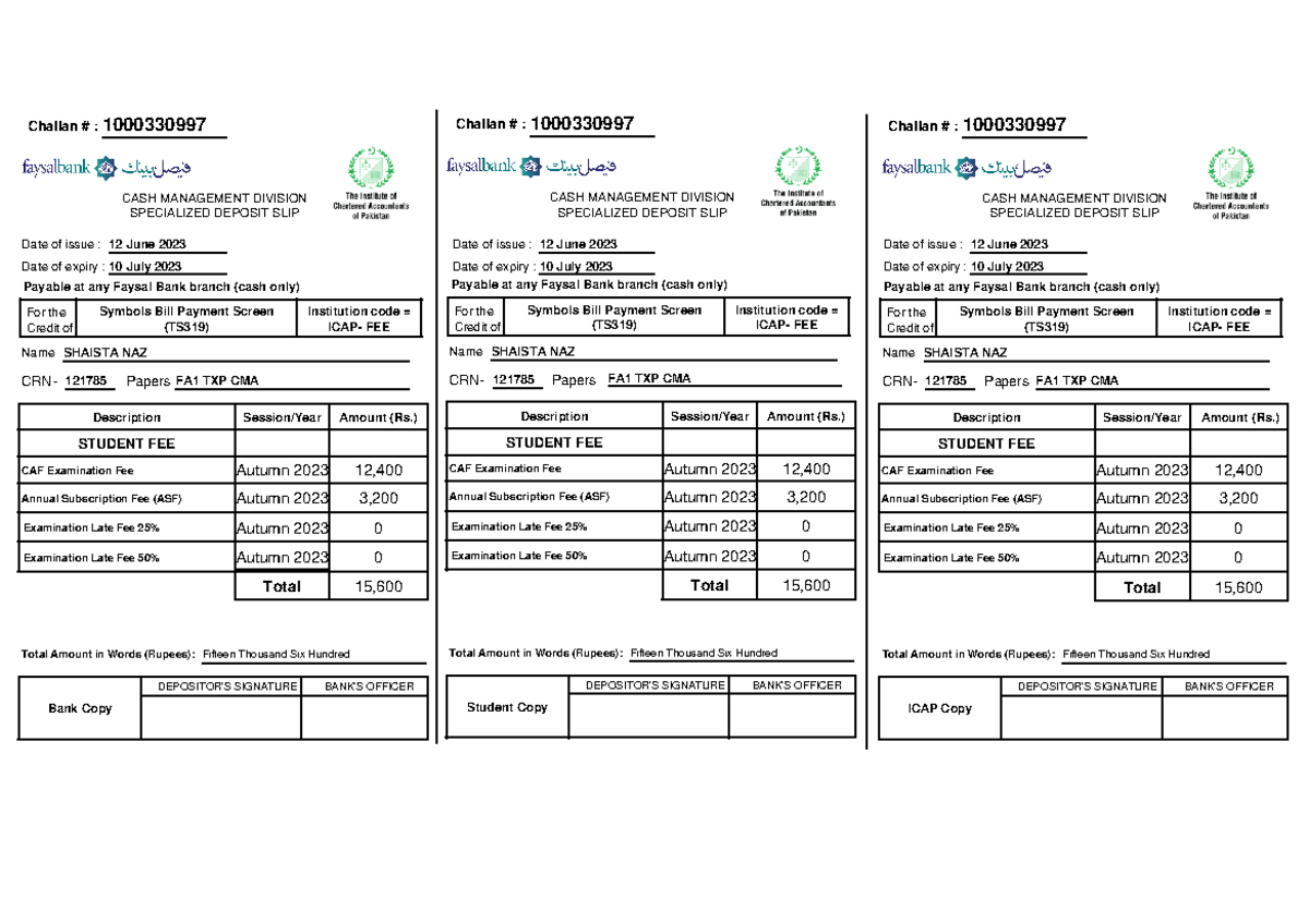 Faysal Bank Voucher - Financial accouting - Studocu