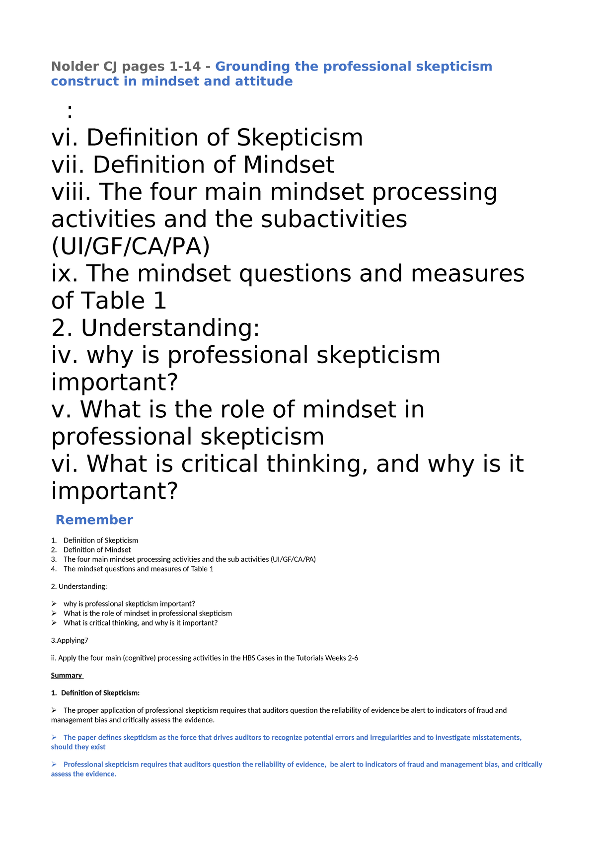 Grounding the professional skepticism construct in mindset and attitude ...
