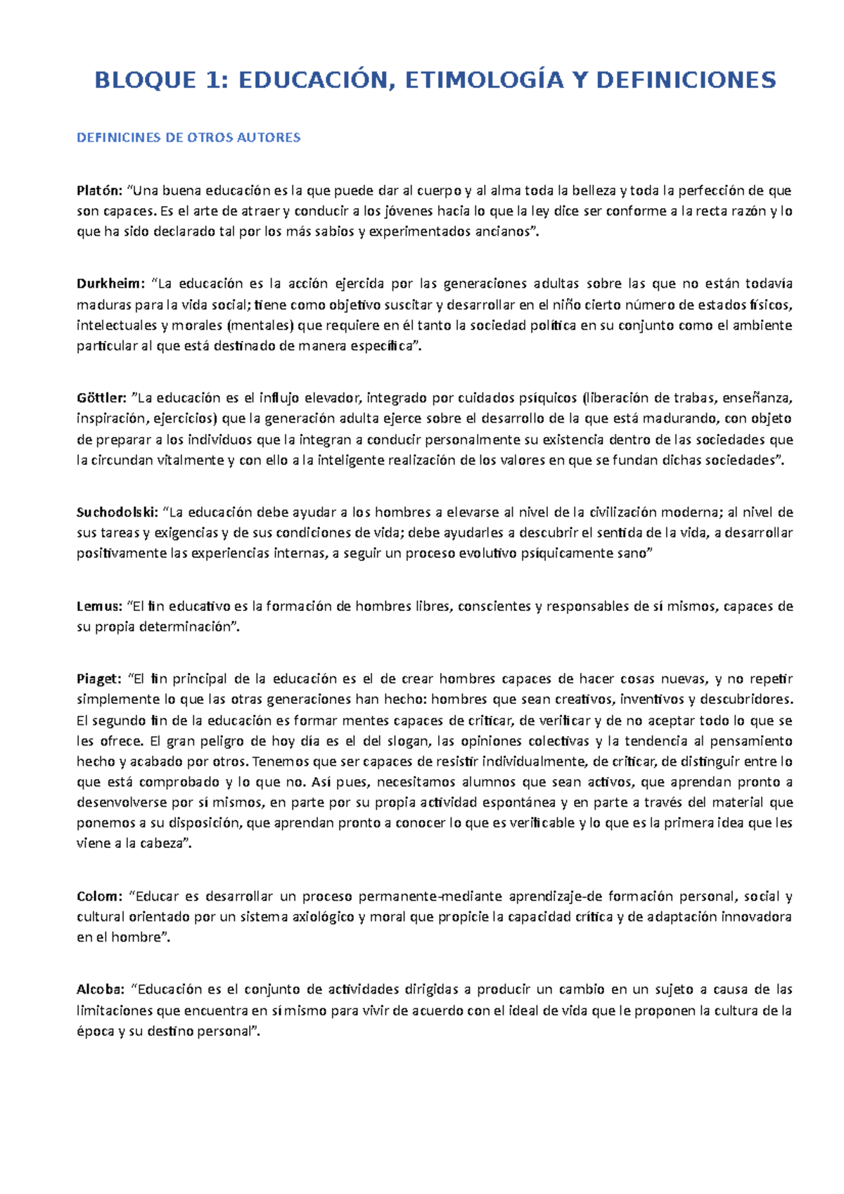 Bloque 1 - Educación, etimología y definiciones - BLOQUE 1: EDUCACIÓN ...