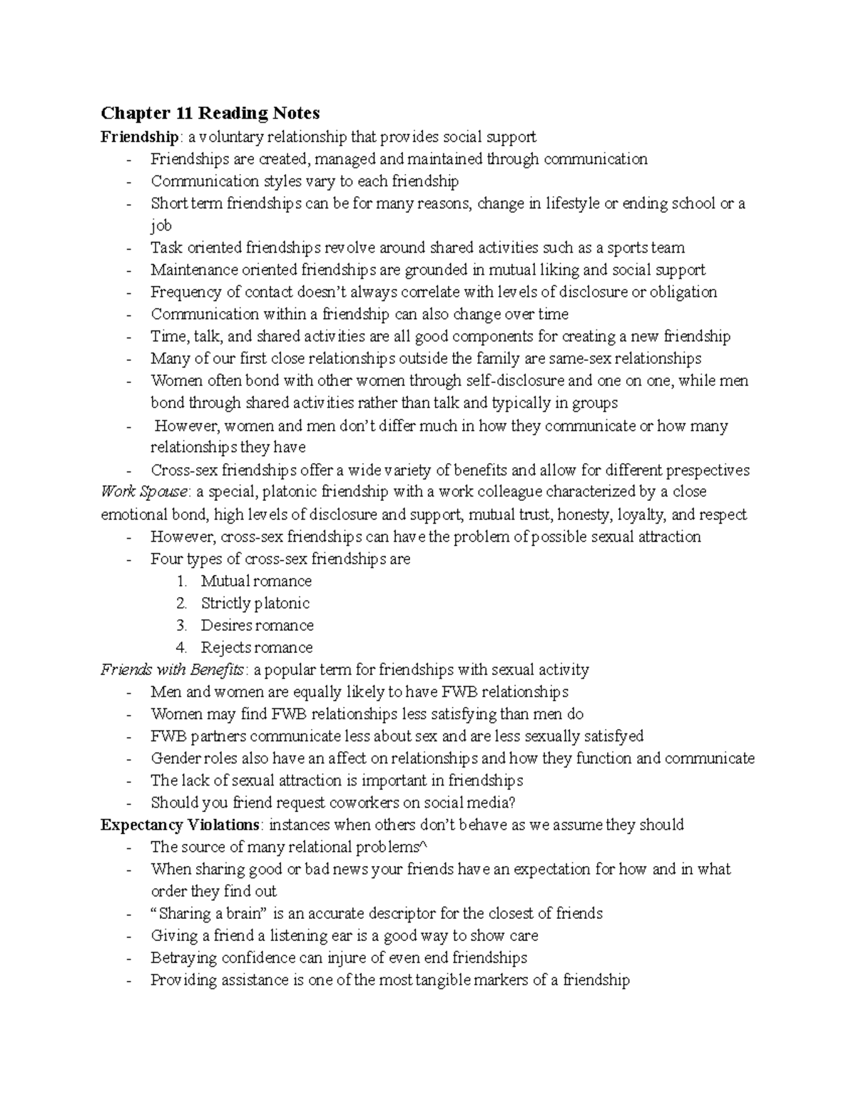 Com 112 Chapter 11 - Textbook notes from Interpersonal Relationships ...