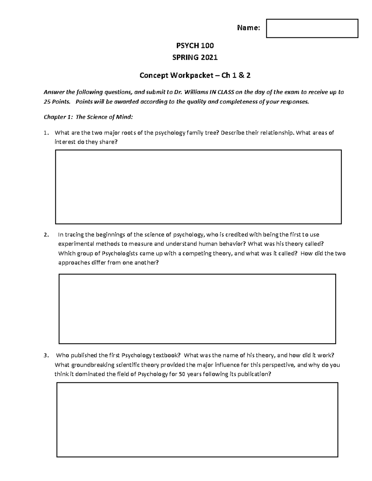 PSYCH 100 Ch 1.2 Work Packet - Name: SPRING 2021PSYCH 100 Concept ...