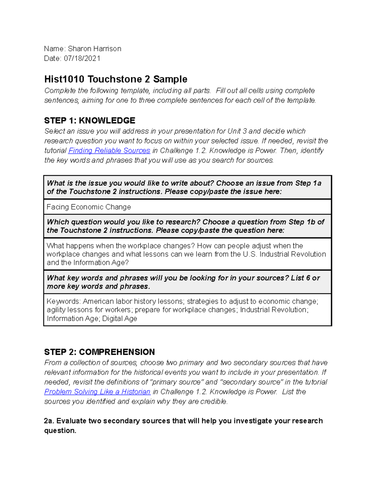 Touchstone 2 Sample - READ - OST1330 - Studocu