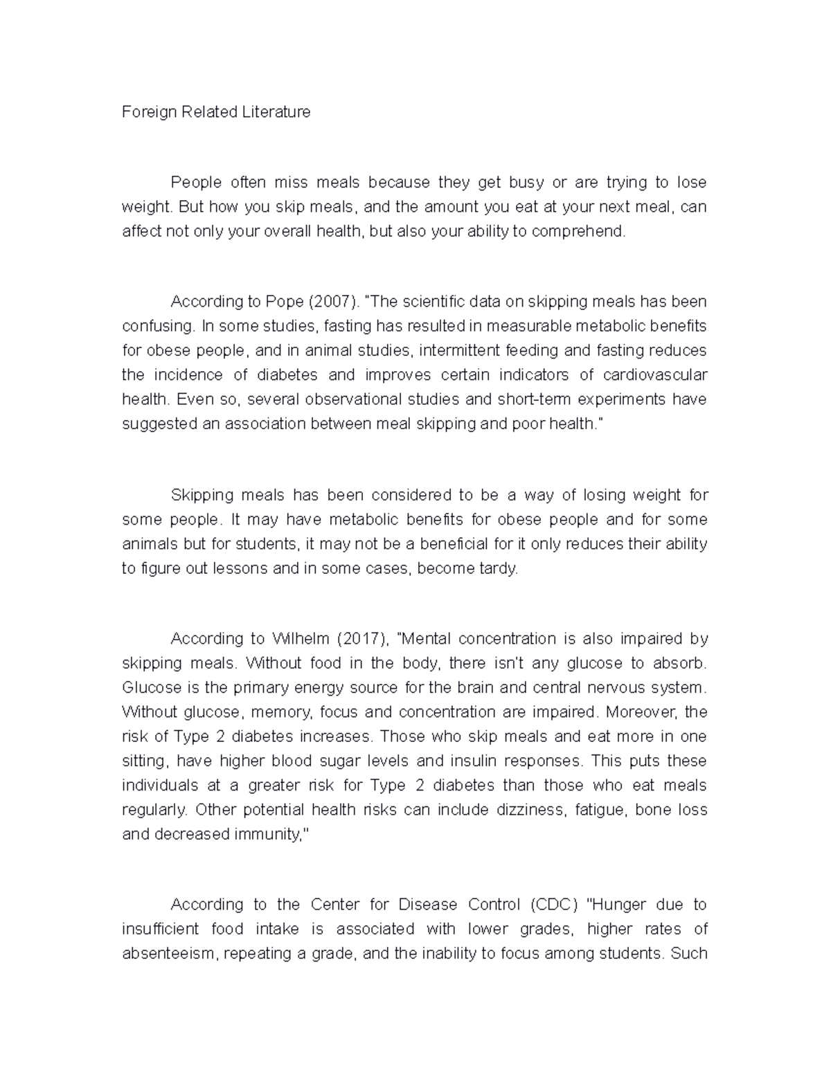 RRL - live - Foreign Related Literature People often miss meals because ...