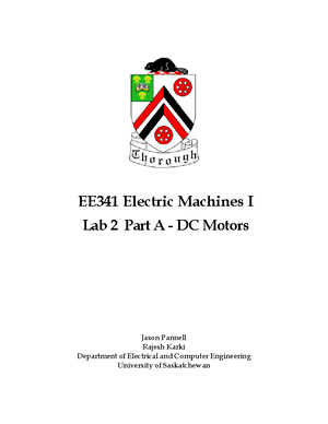 Lab 2 - DC Machines Part B 2018 - EE341 Electric Machines I Lab 2b – DC Generators Rajesh Karki ...