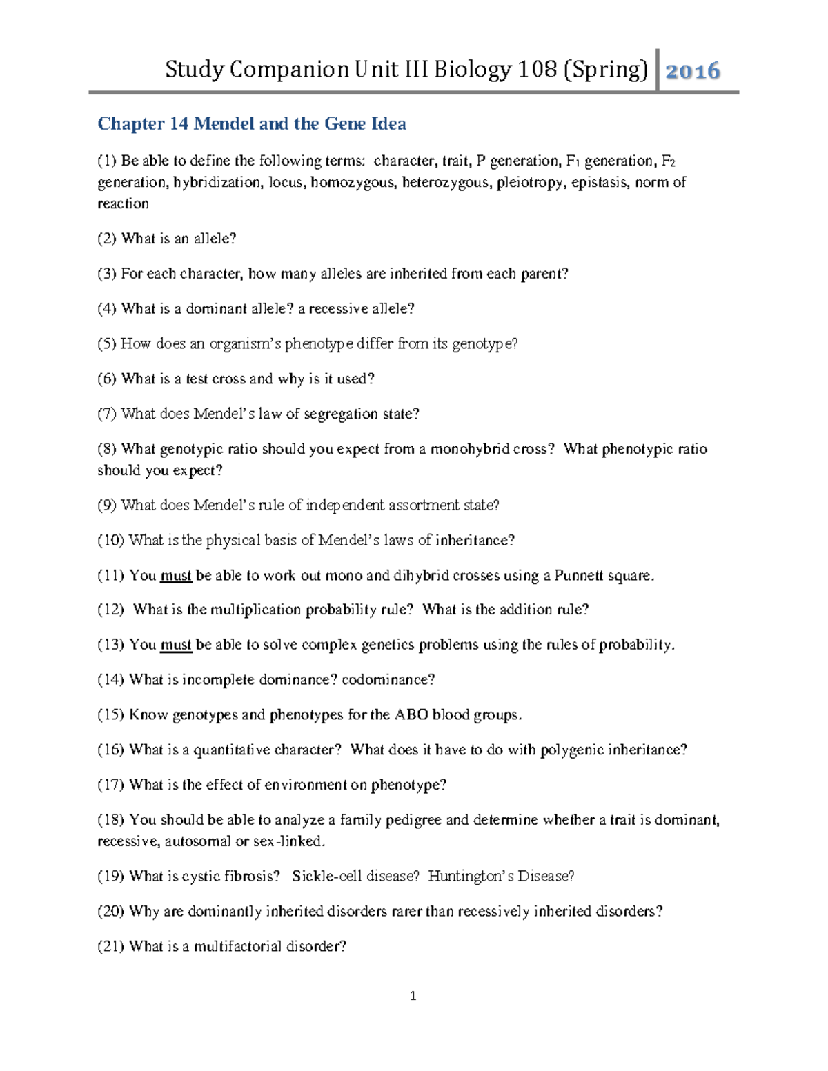 Bio108 Study Companion unit 3 SP2016 - Study Companion Unit III Biology ...