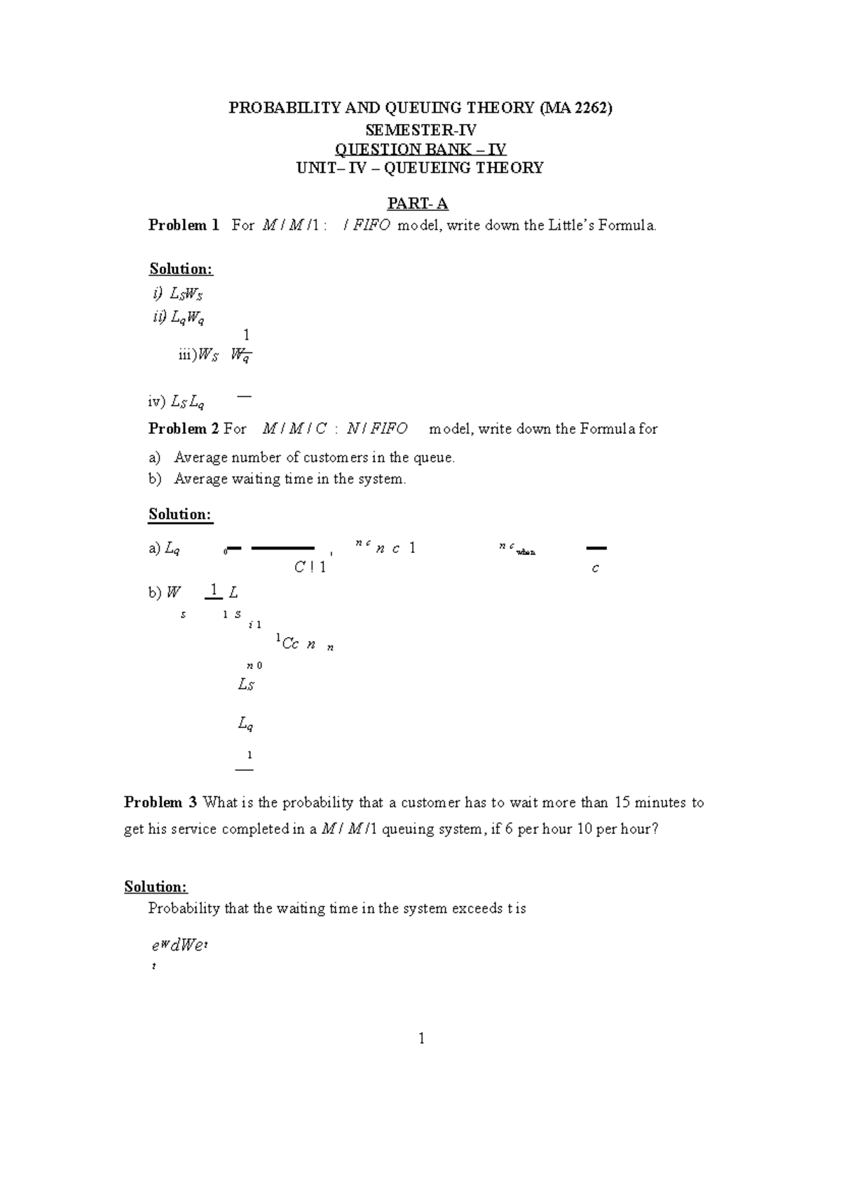QBA Unit-4 - Lecture notes 9-11 - PROBABILITY AND QUEUING THEORY (MA ...