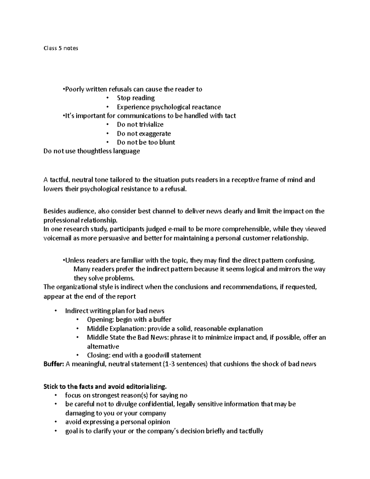 Class 5 notes - COMM 210 - Concordia - Studocu