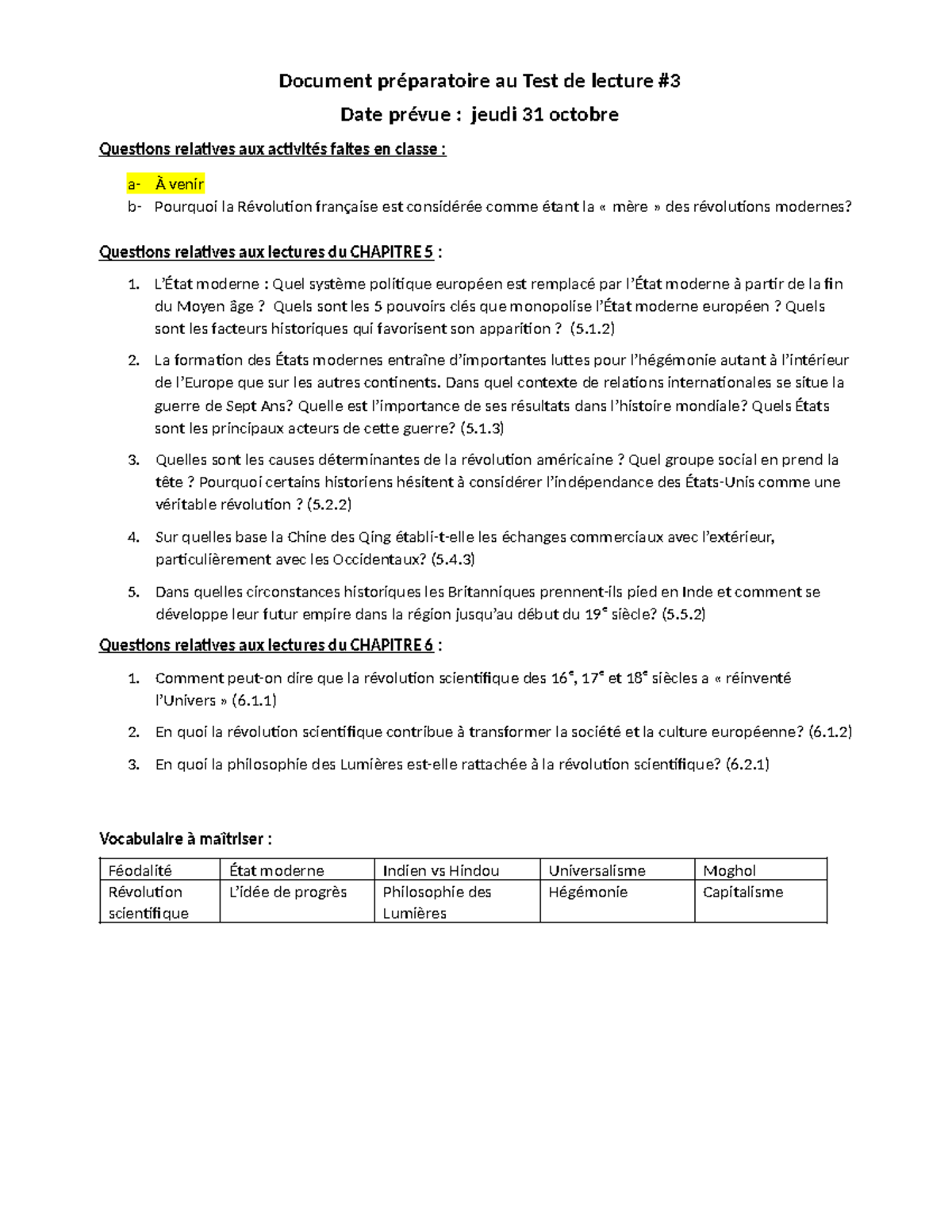 Document preparatoire au TL3 A24 - Document préparatoire au Test de ...