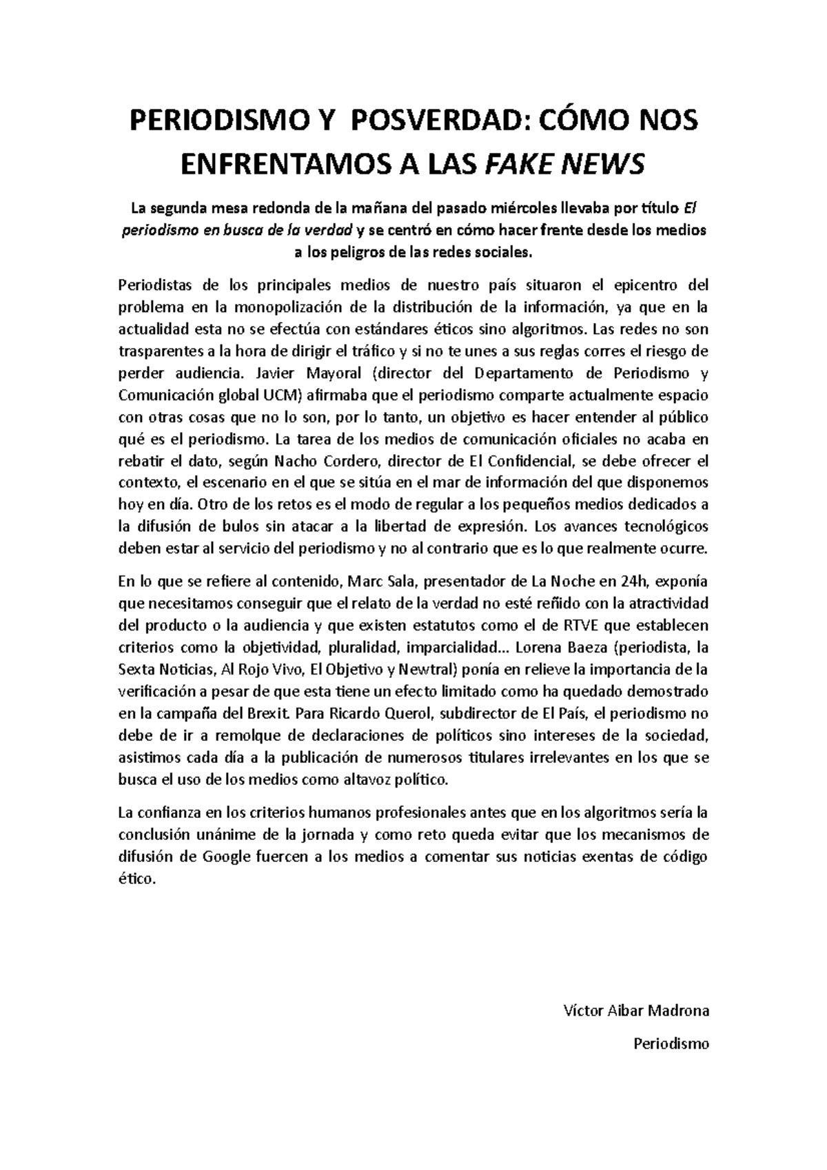 Periodismo Y Posverdad - PERIODISMO Y POSVERDAD: CÓMO NOS ENFRENTAMOS A ...